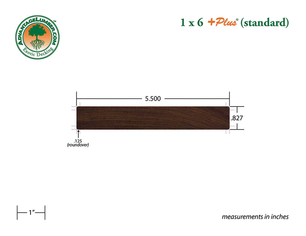 1 x 6 +Plus® Ipe Wood Decking (21mm x 6) – Advantage Lumber
