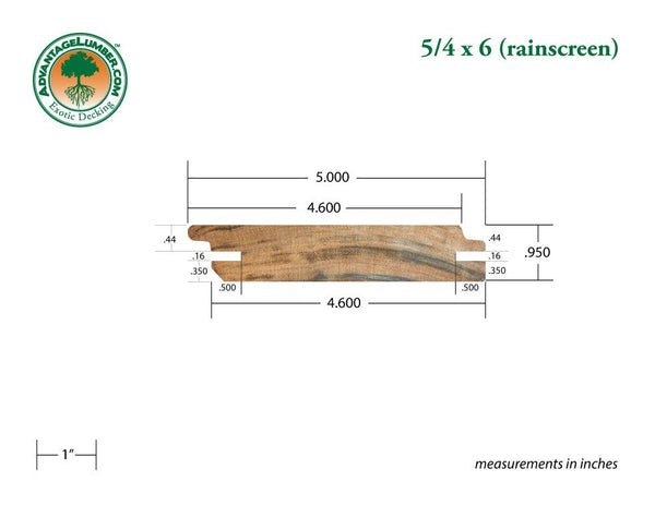 5/4 x 6 Tigerwood Rainscreen Siding - Advantage Lumber